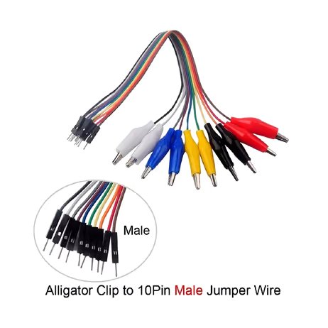 10Pin Alligator Clips Jumper Wires Crocodile Dupont Line with Male ...