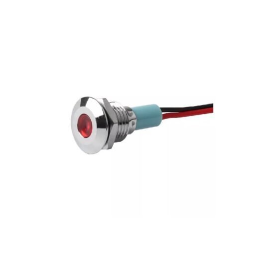Red 10-24V 12mm LED Metal Indicator Light with 15 CM Cable - DarkOct02