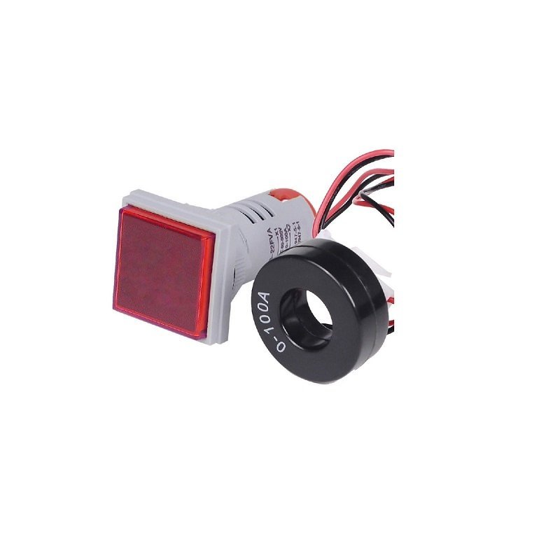Red 0-100A 22mm AD16- 22FSA Square Cover LED Ammeter Indicator Light ...